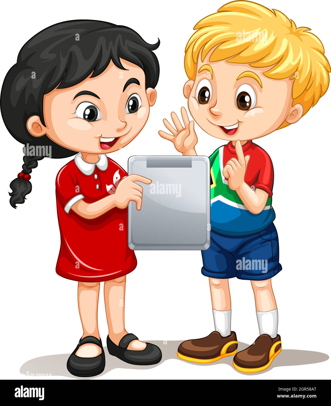Boy and girl looking at the screen Stock Vector Image & Art - Alamy