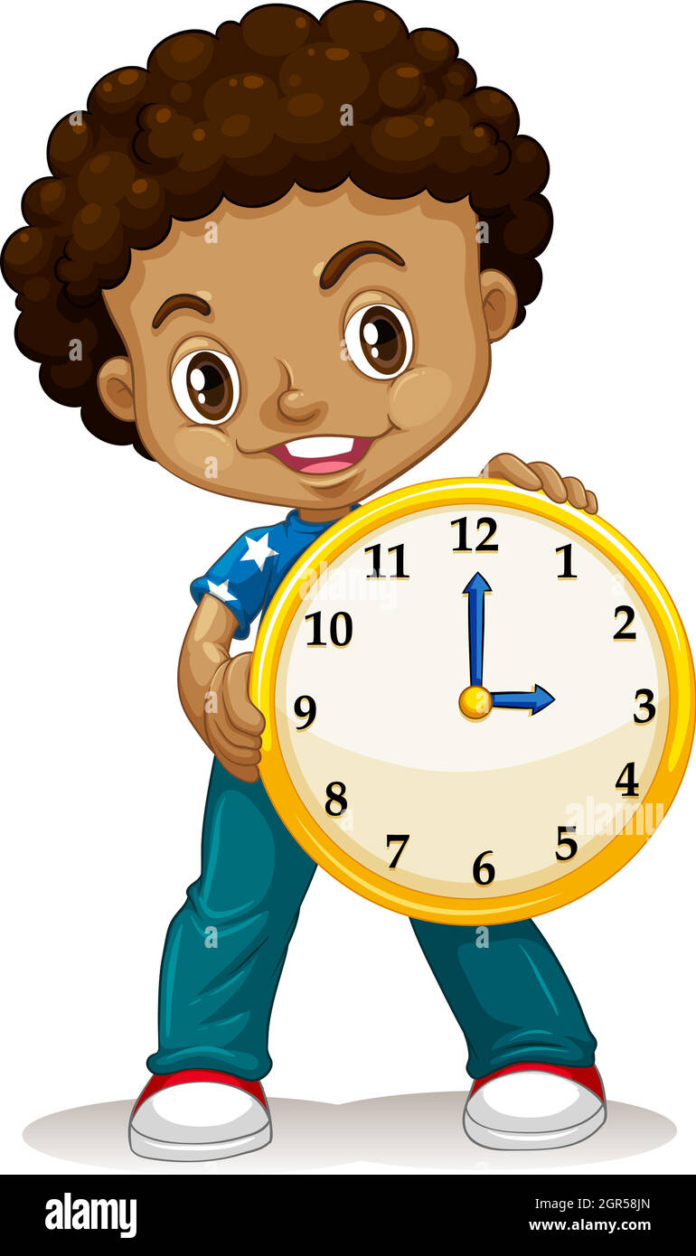 African American boy holding a clock Stock Vector Image & Art - Alamy