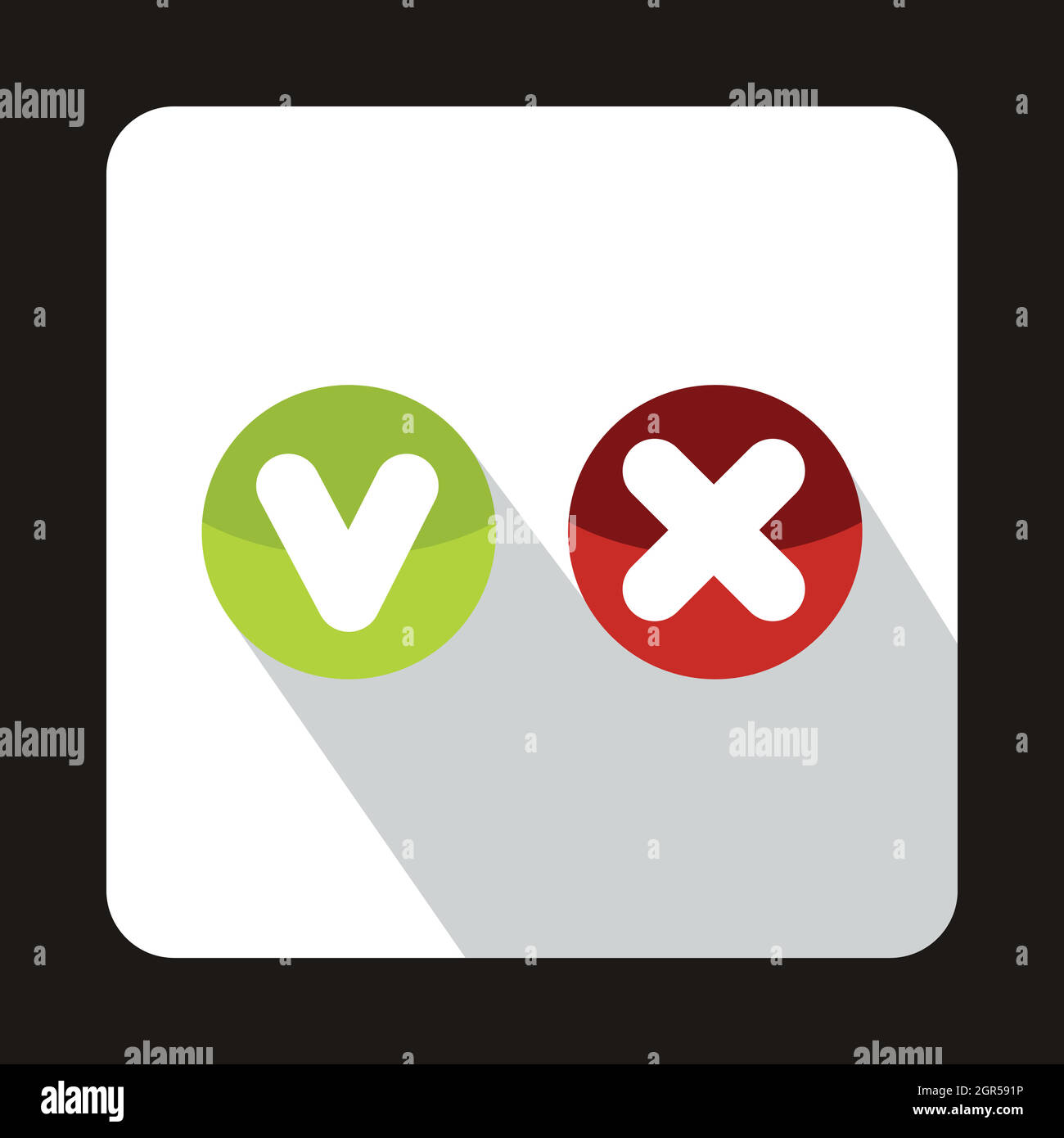 Tick and cross buttons icon, flat style Stock Vector Image & Art - Alamy