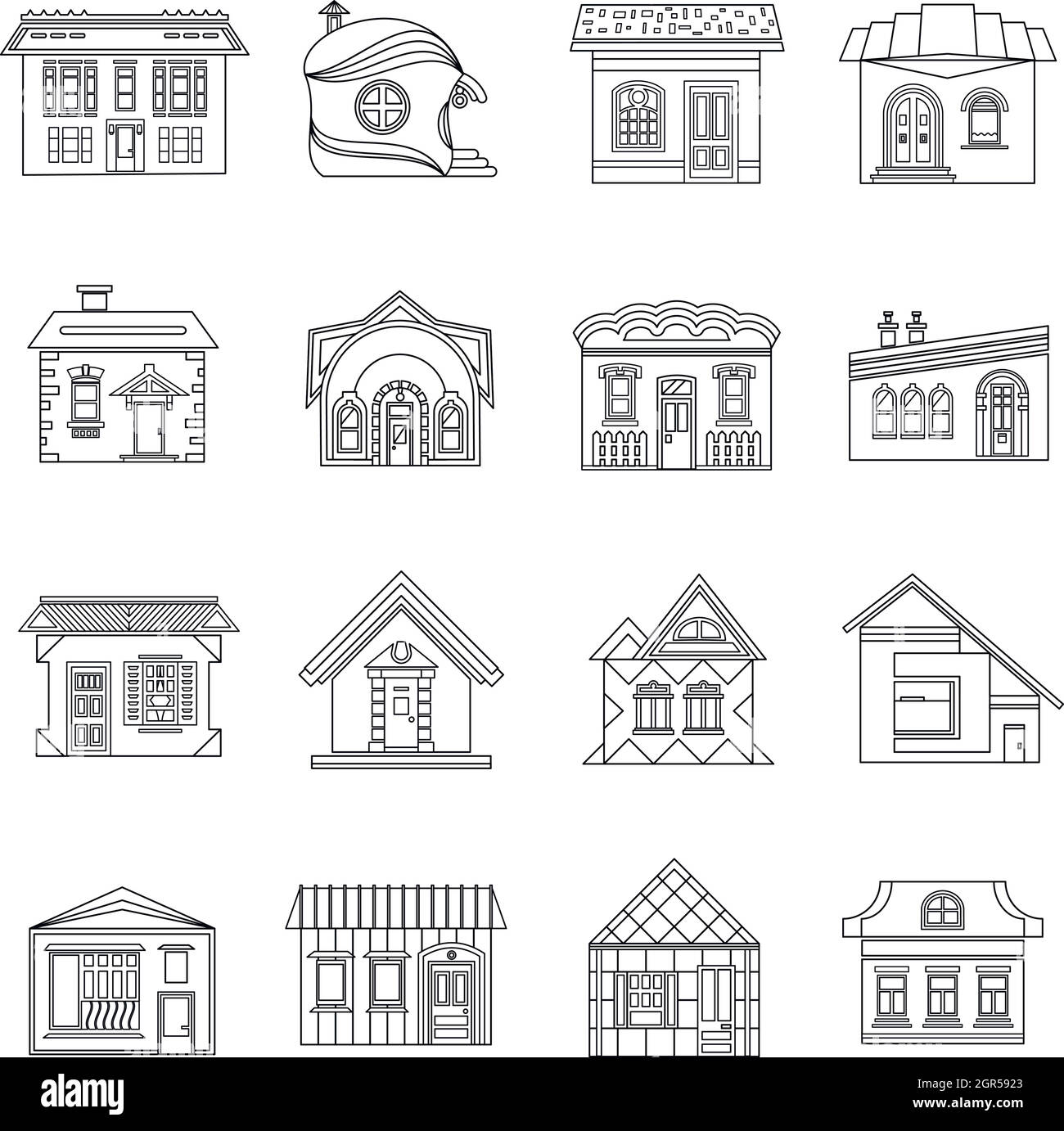 House set in outline style Stock Vector Image & Art - Alamy