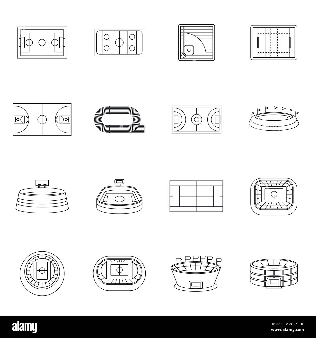 Sport stadium icons set, outline style Stock Vector Image & Art - Alamy