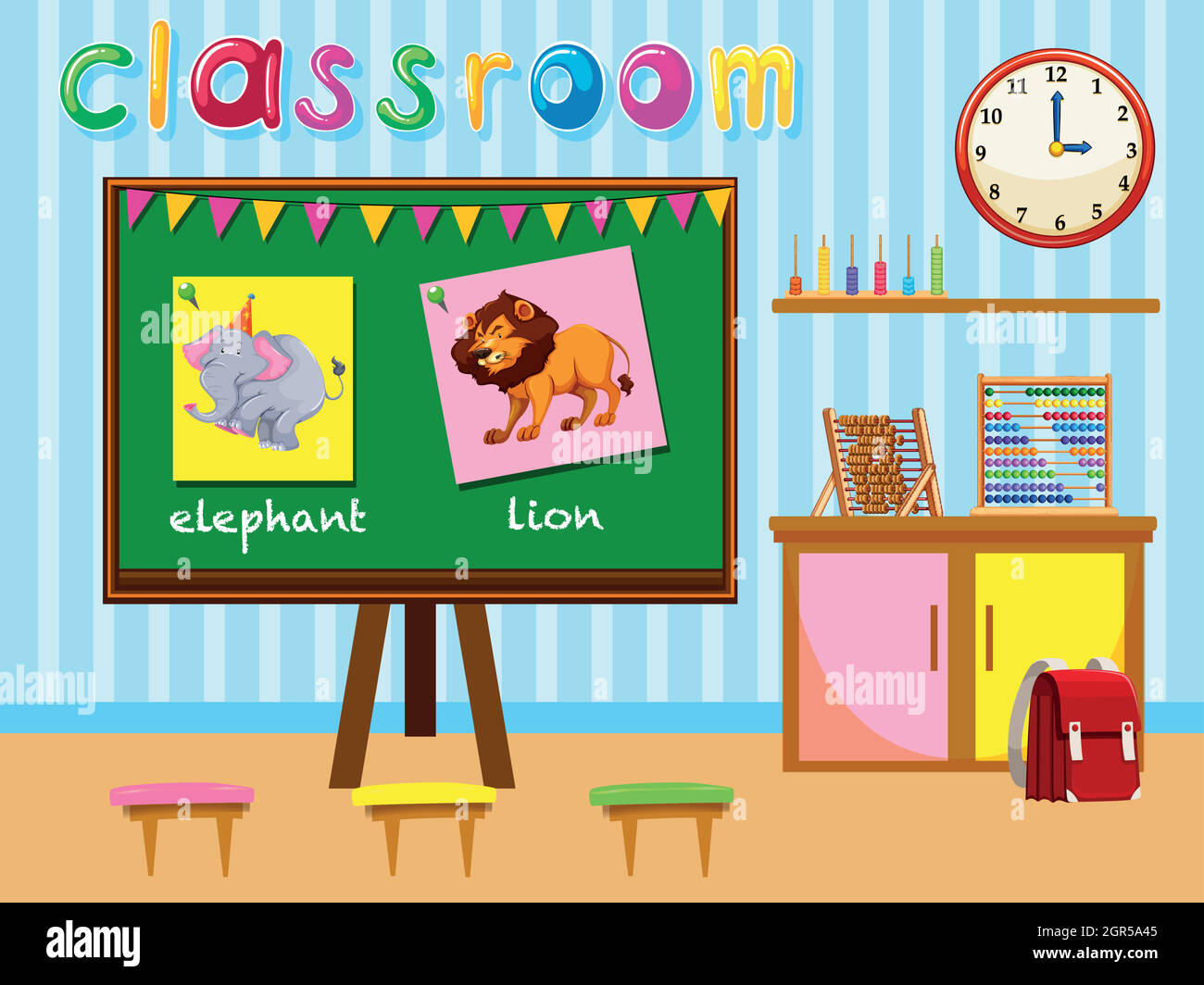 Kindergarten classroom with board and chairs Stock Vector Image & Art ...