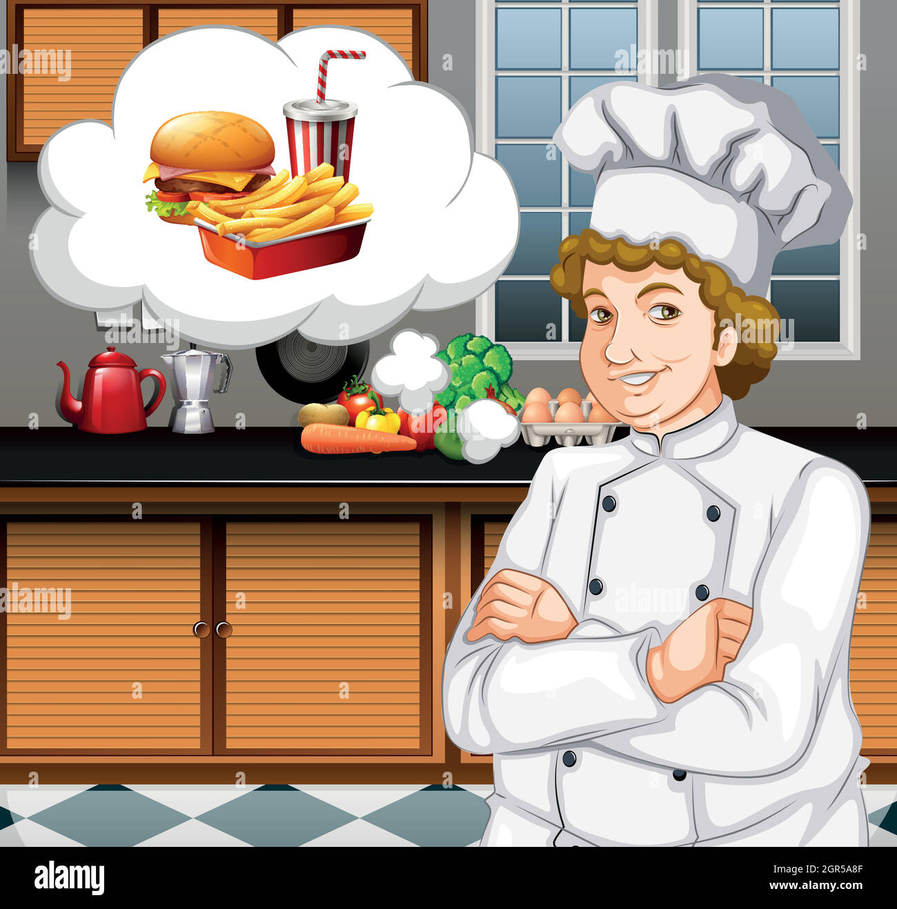 Chef In Kitchen Clipart