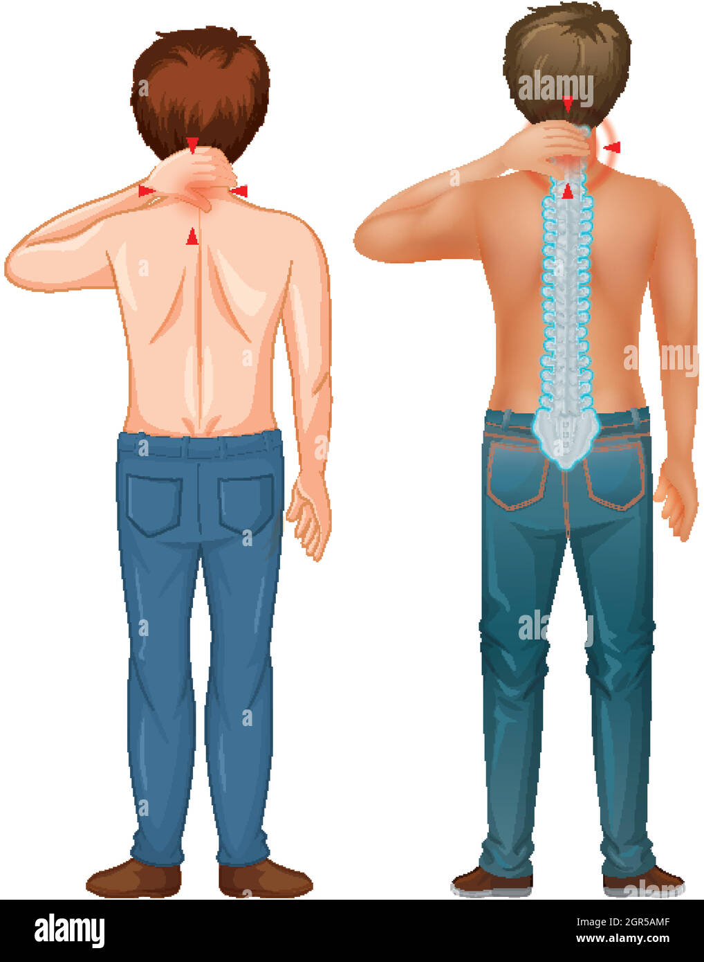 Man with back pain on white background Stock Vector Image & Art - Alamy