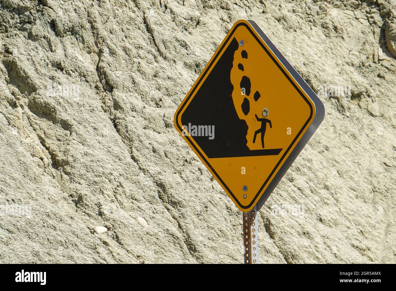 Falling Rock Warning Road Sign High Resolution Stock Photography and ...