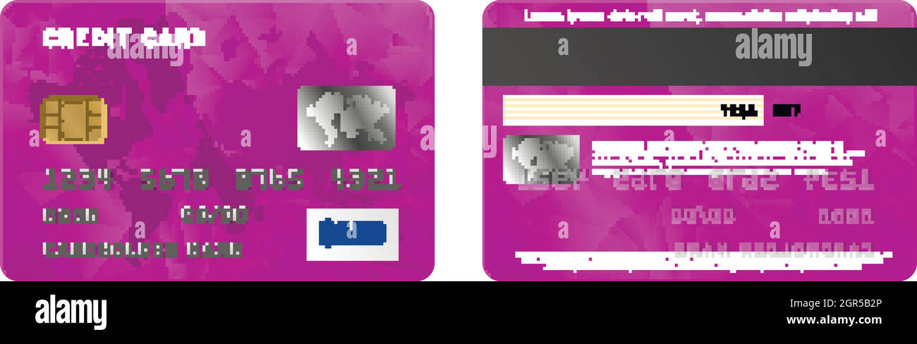 Violet credit card, two sides in realistic style Stock Vector Image ...
