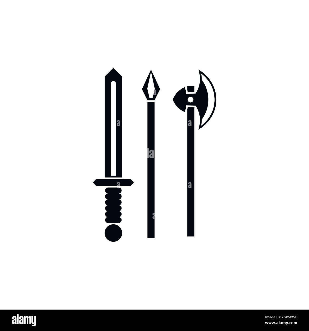 Ancient weapon sword, pick and axe icon Stock Vector Image & Art - Alamy