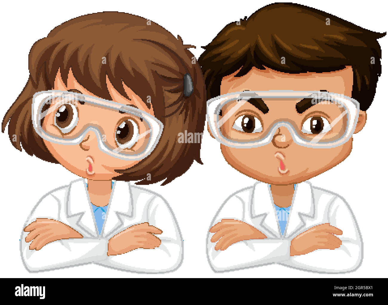 Boy and girl in science gown on white background Stock Vector Image ...