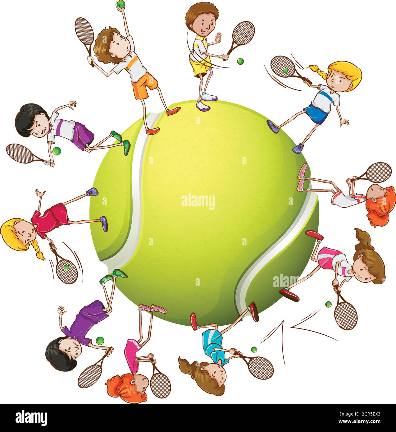 Girls and boys playing tennis Stock Vector Image & Art - Alamy