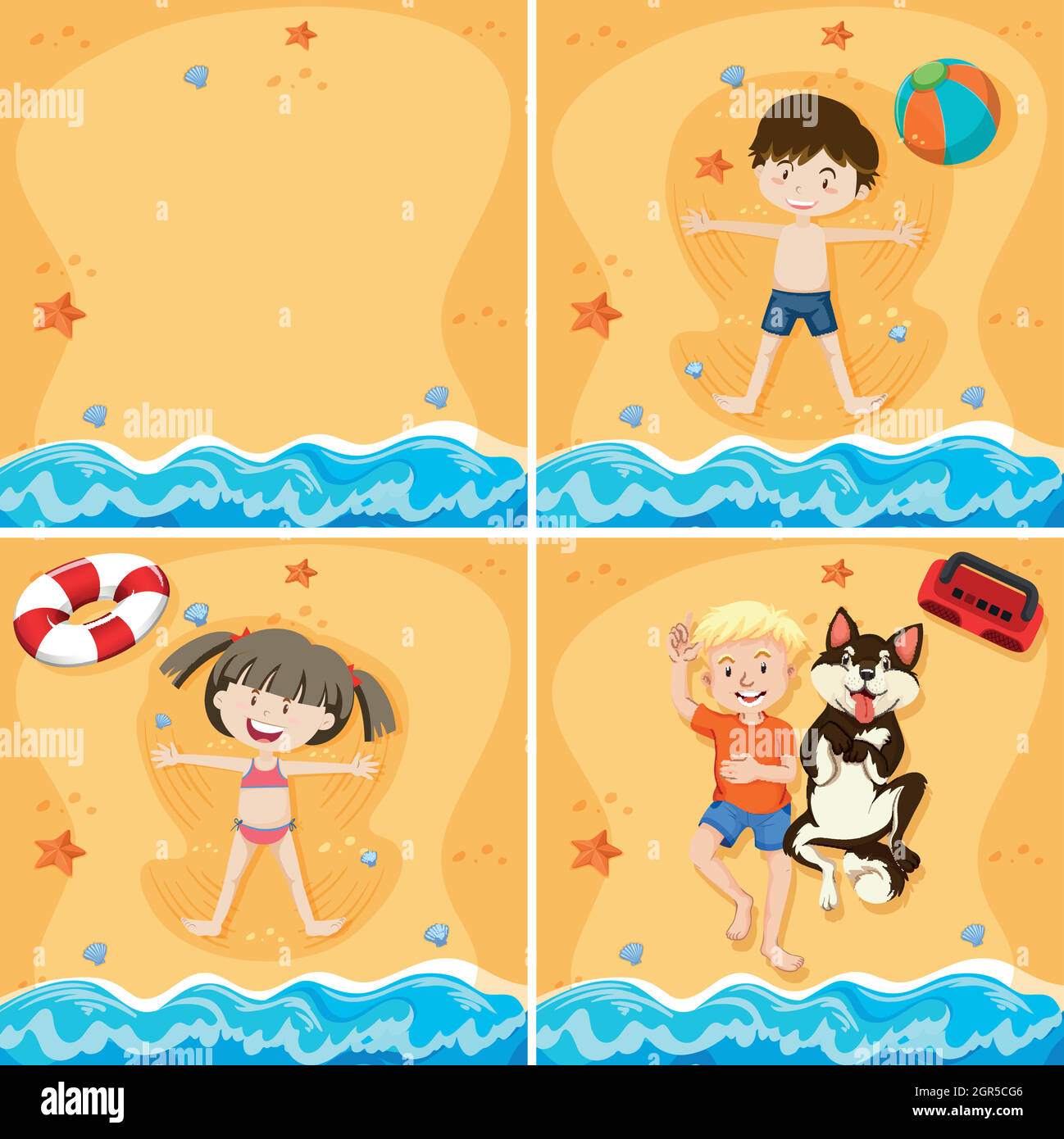 Sunny seaside beach Stock Vector Images - Alamy