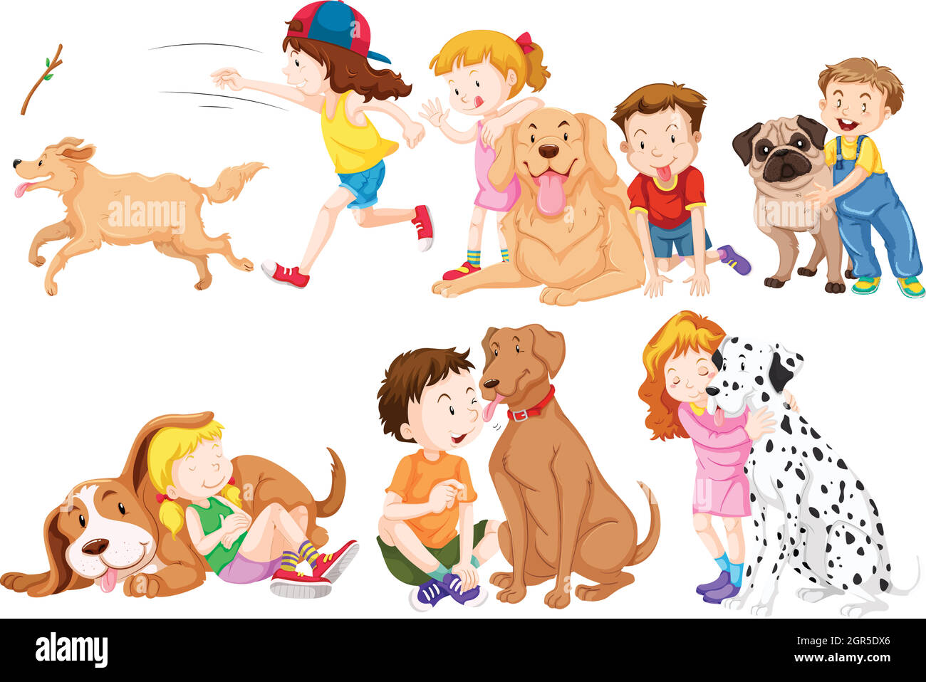 Kid and dogs Stock Vector Images - Alamy