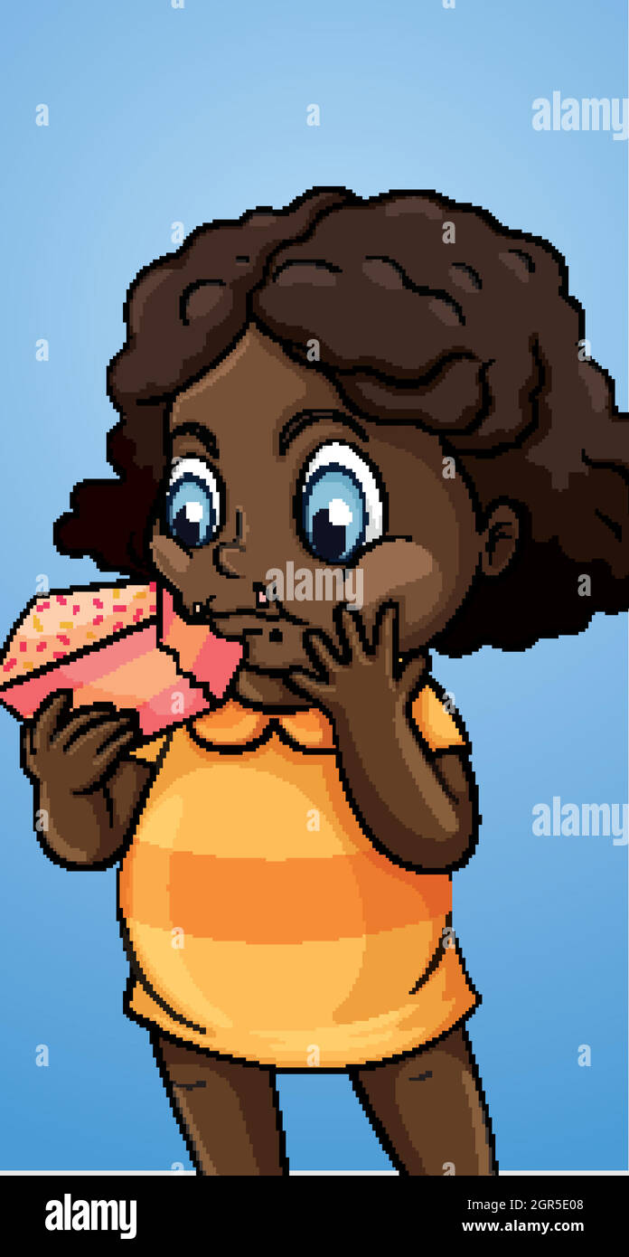 Happy girl eating cake Stock Vector Image & Art - Alamy