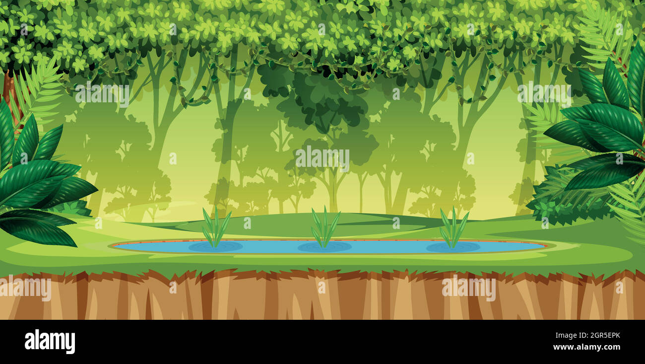 Green jungle illustration hi-res stock photography and images - Alamy