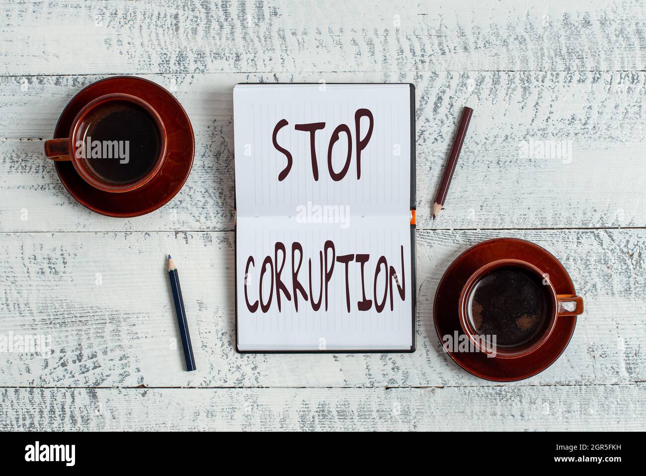 Inspiration showing sign Stop Corruption. Business concept Put an end ...