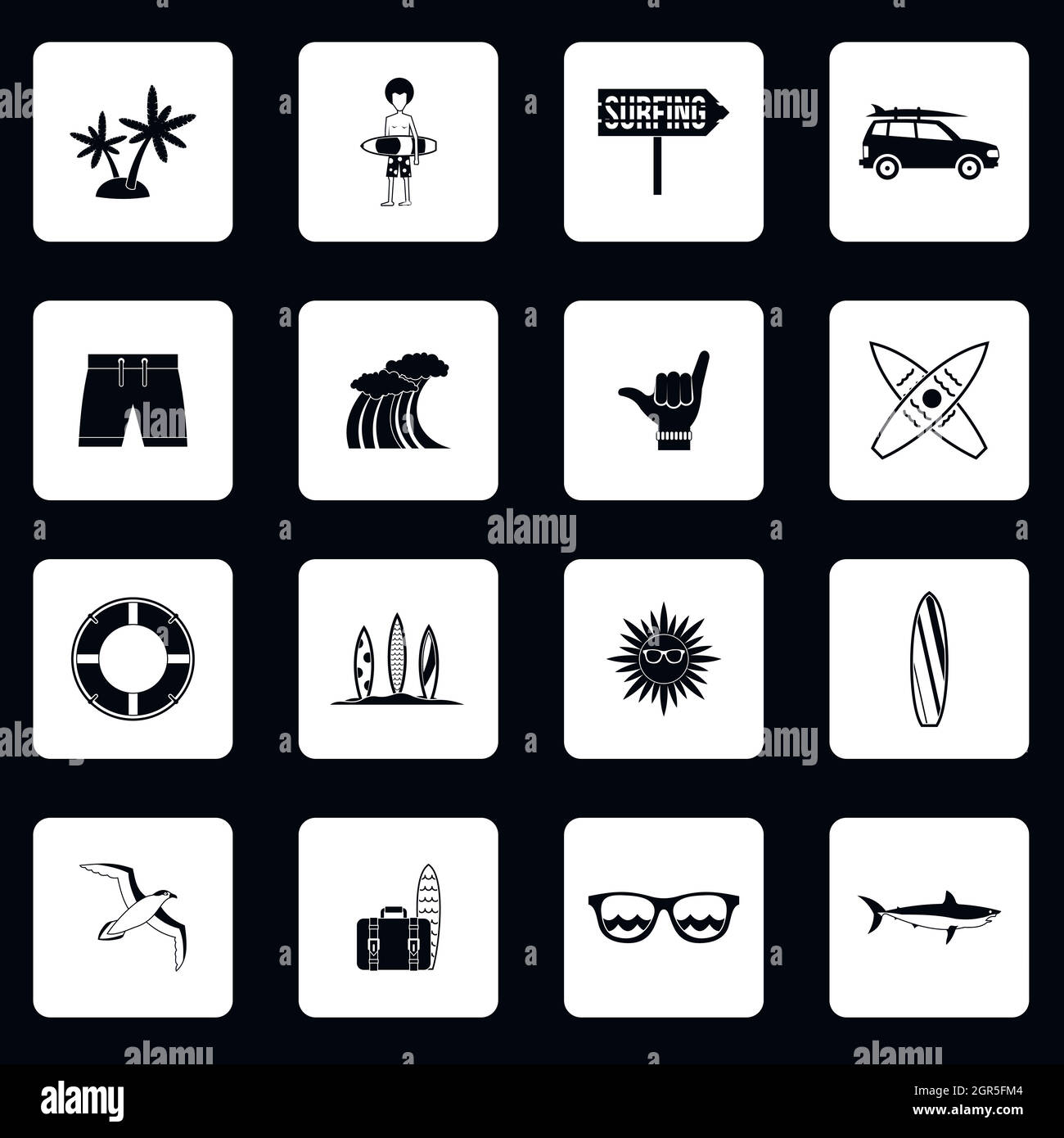 Surfing icons set, simple style Stock Vector Image & Art - Alamy