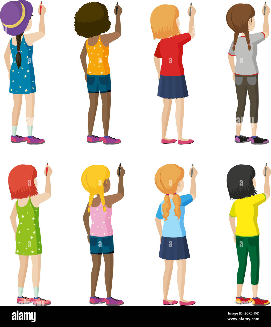 A group of female faceless kids writing Stock Vector Image & Art - Alamy
