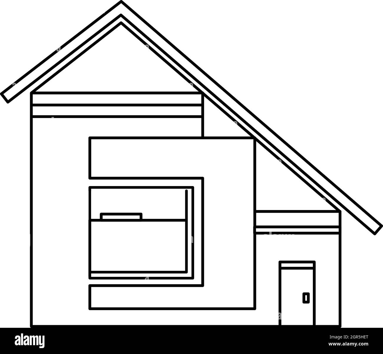 House with sloping roof icon, outline style Stock Vector Image & Art ...