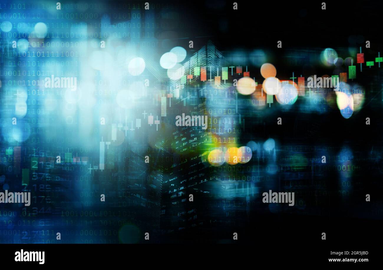light and index number and graph of stock market digital technology ...