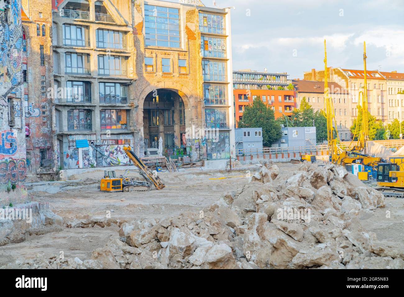 Berlin, Germany - August 28 2017; Old rock rubble demolition from ...