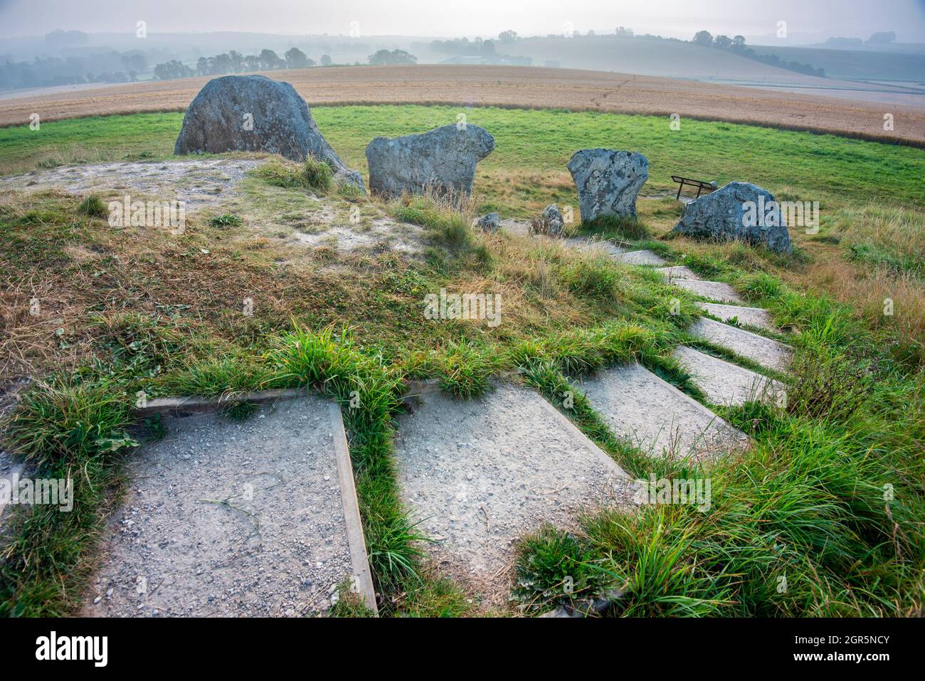 Steps leading down from the top of the Ancient Neolithic burial ...