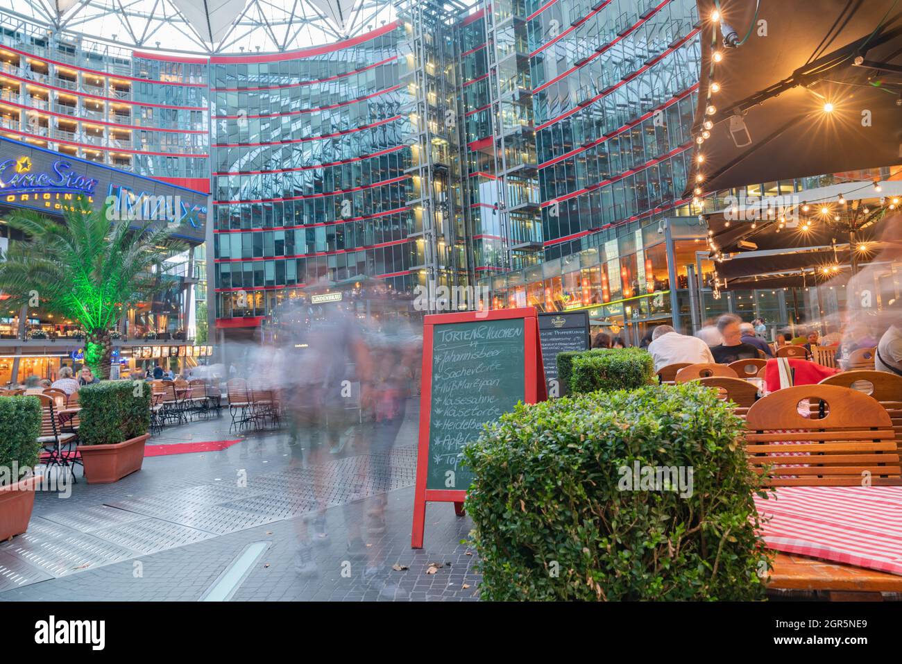 Berlin, Germany - August 28 2017; Sony Center courtyard under high ...