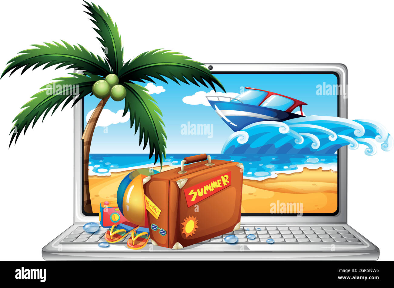 Computer screen with summer background Stock Vector Image & Art - Alamy