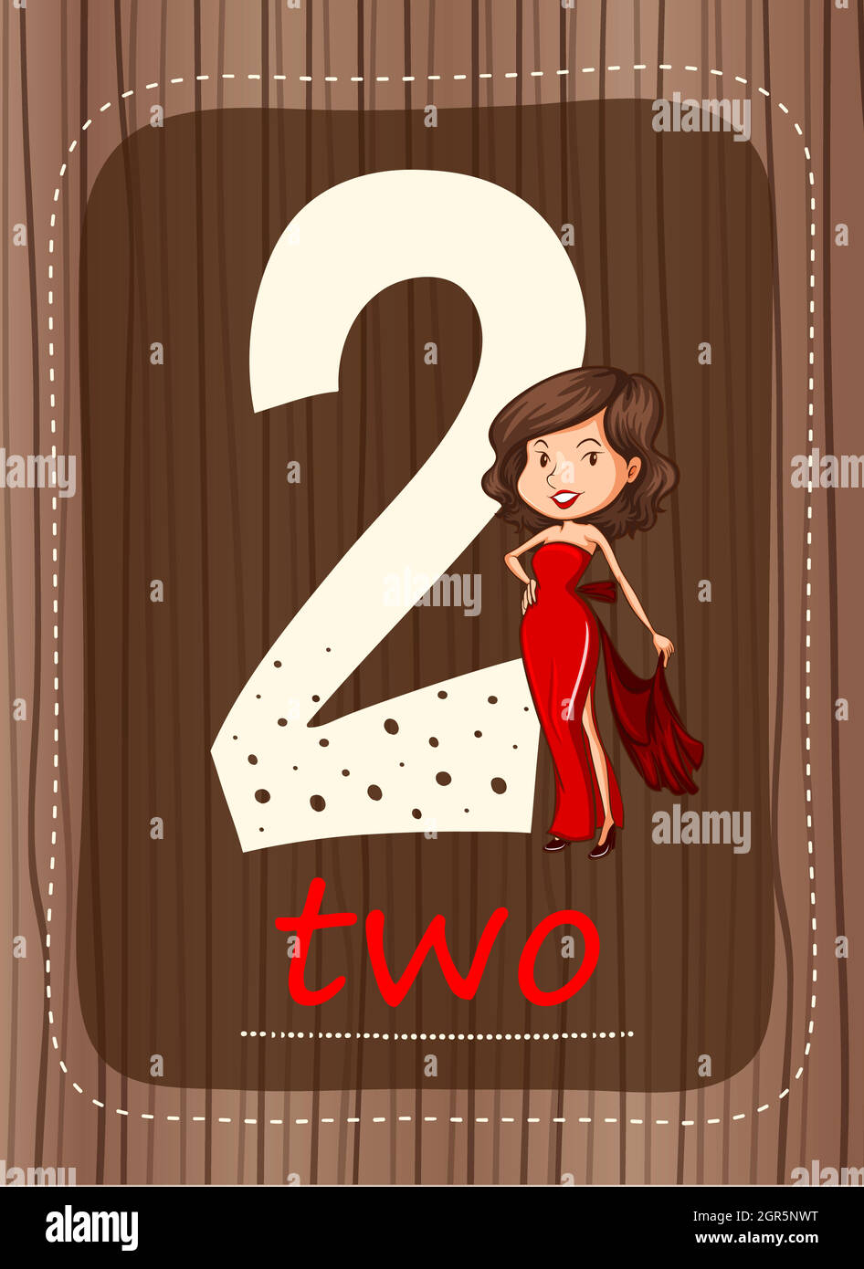 Flashcard number 2 with number and word Stock Vector Image & Art - Alamy