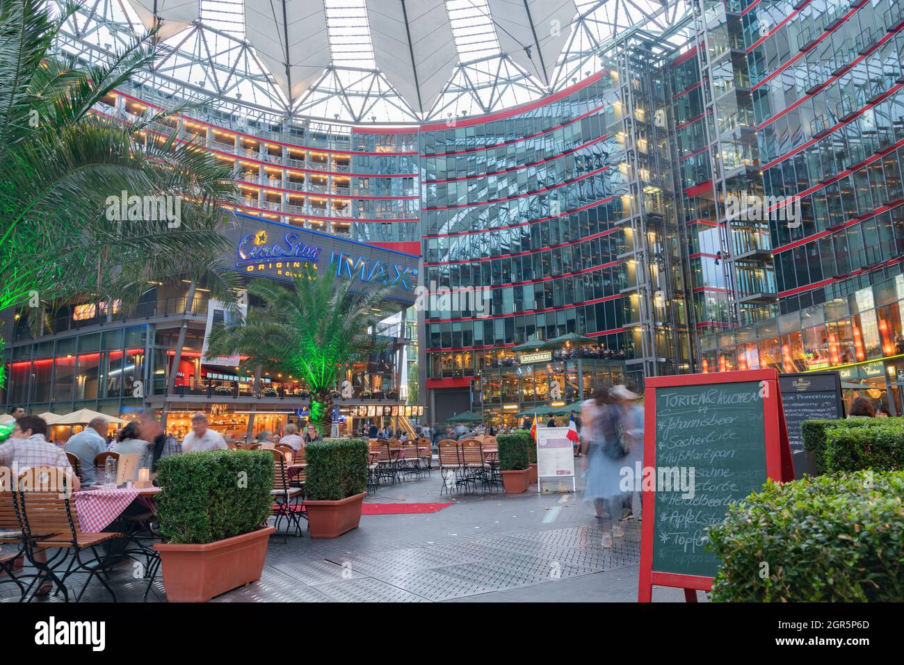 Berlin, Germany - August 28 2017; Sony Center courtyard under high ...