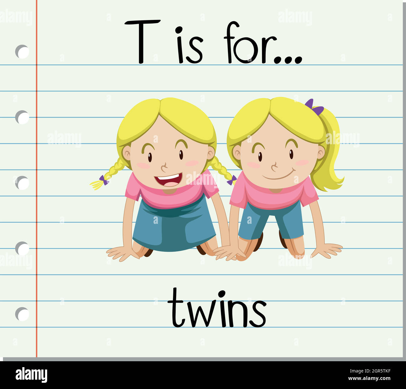 Flashcard letter T is for twins Stock Vector Image & Art - Alamy