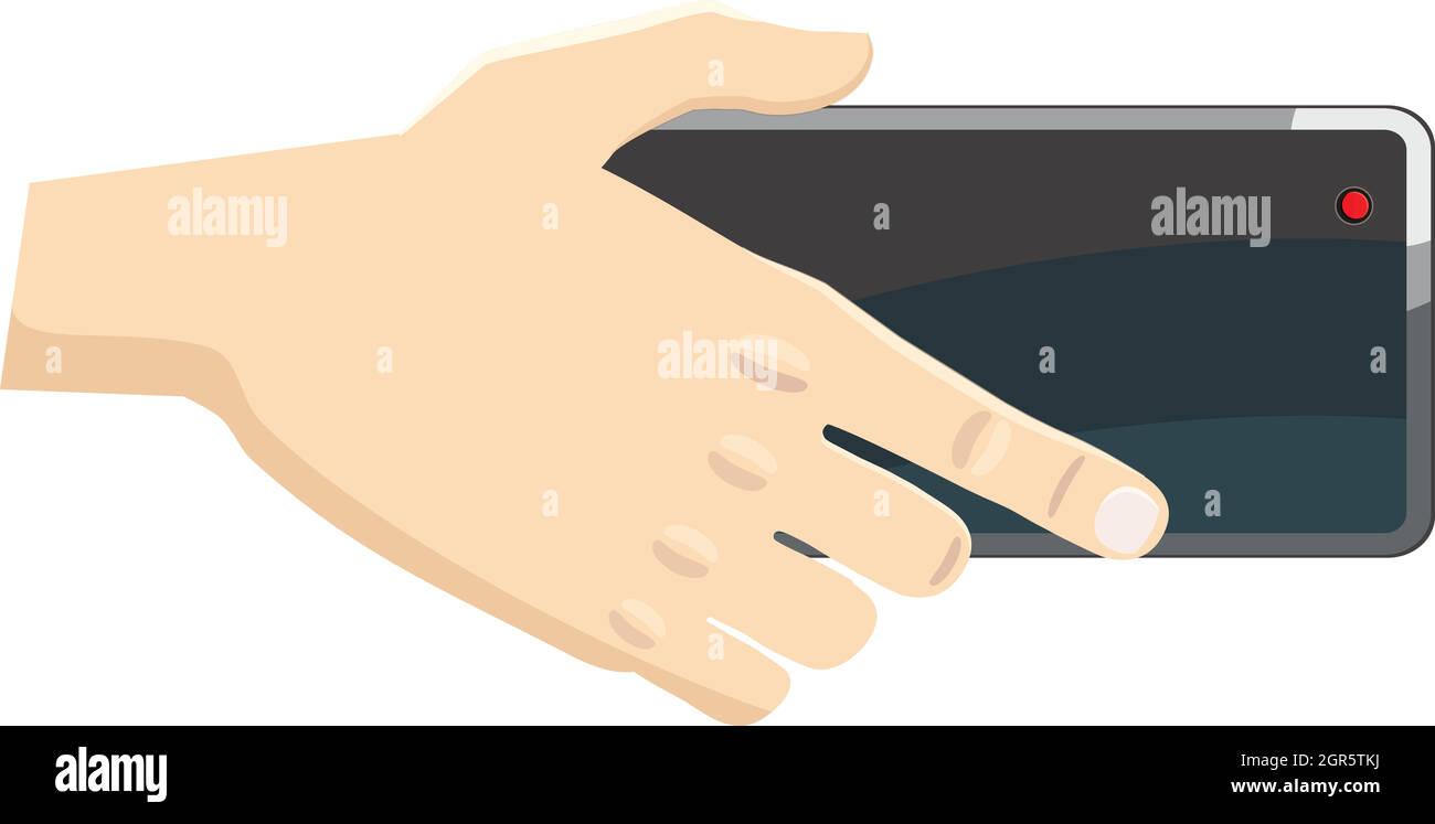 Hand holding smartphone icon, cartoon style Stock Vector Image & Art ...