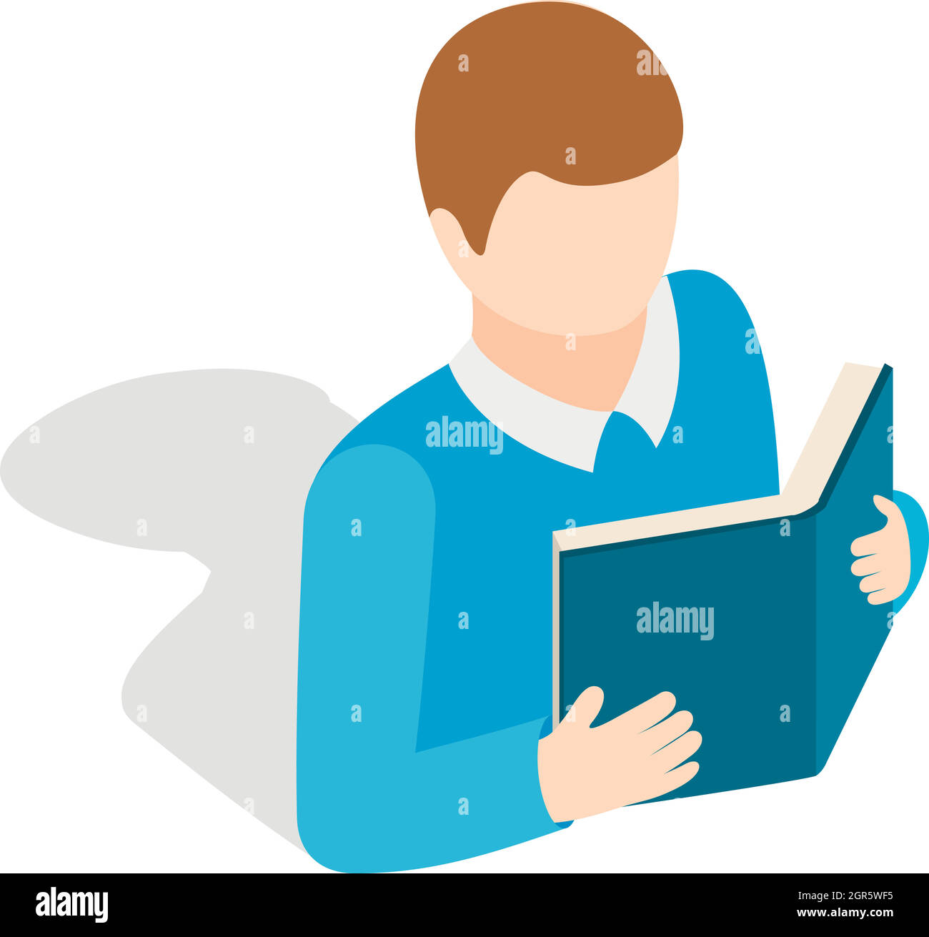 Student reading a book icon, isometric 3d style Stock Vector Image ...