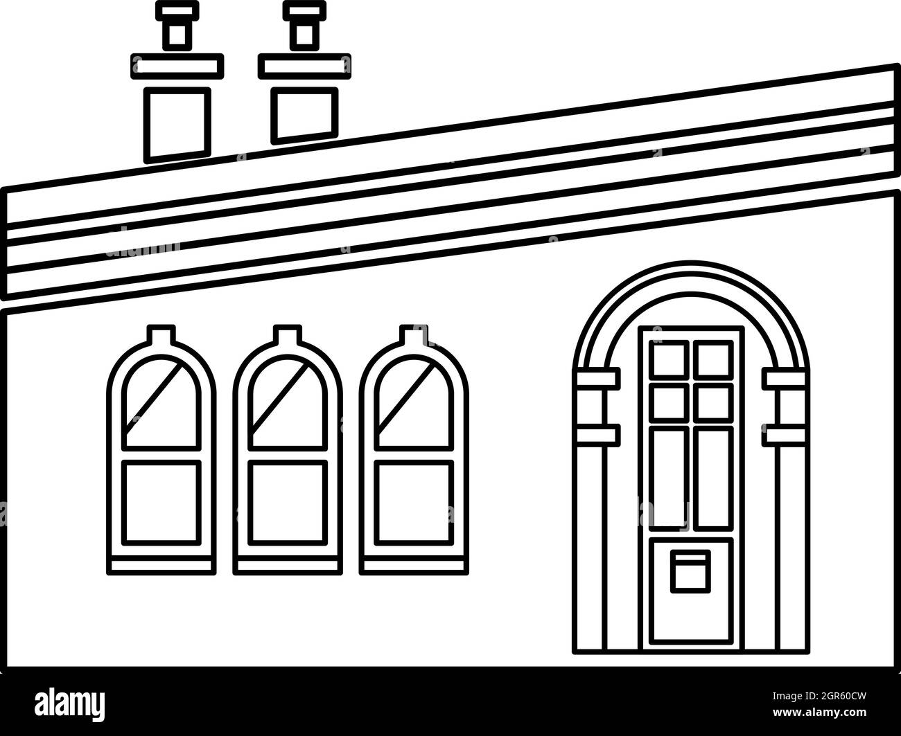 House with three windows icon, outline style Stock Vector Image & Art ...