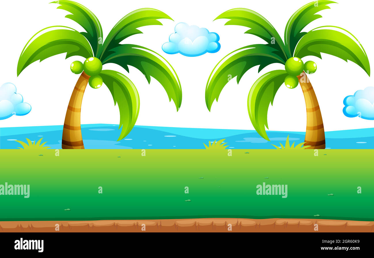 Ocean view with coconut trees Stock Vector Image & Art - Alamy