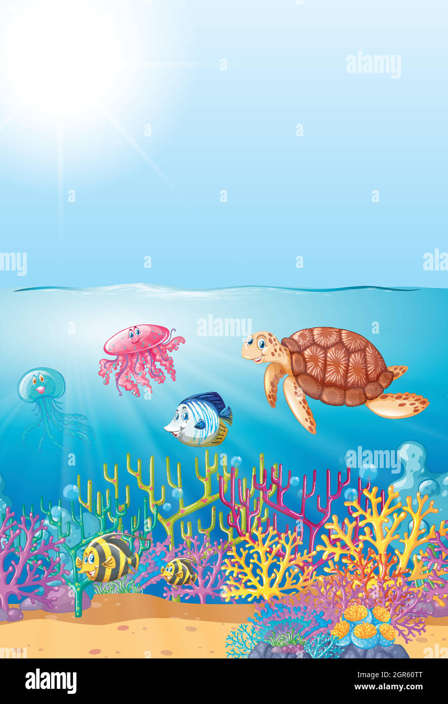 Coral reef animals turtle Stock Vector Images - Alamy