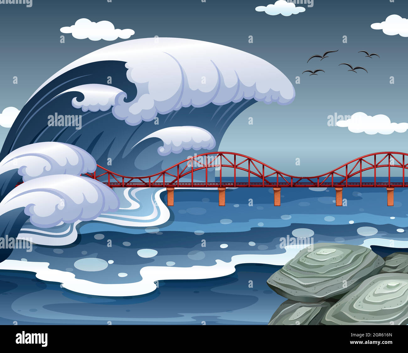 Tsunami drawing hi-res stock photography and images - Alamy