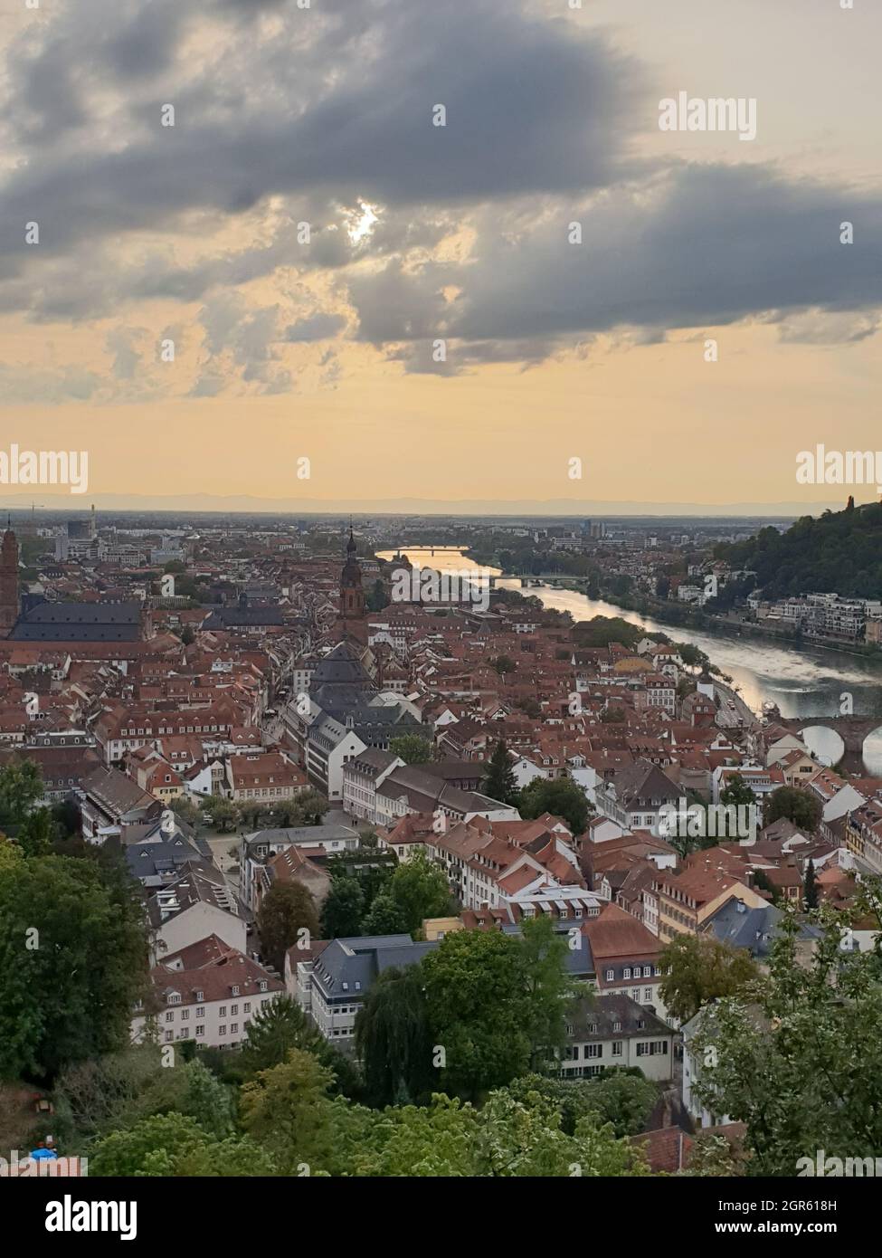 Aerial view of Heidelberg city in the evening Stock Photo - Alamy