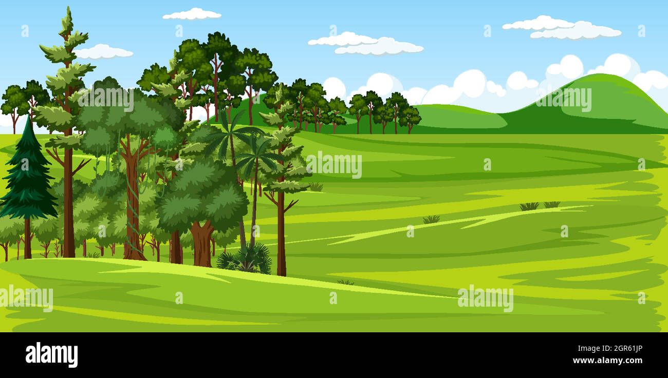 Natural landscape scenery meadow Stock Vector Images - Alamy