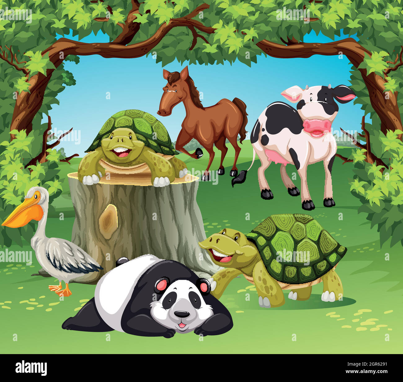 Wild animals in the field Stock Vector Image & Art - Alamy