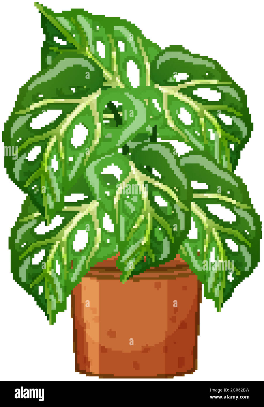 Monstera plant in pot cartoon style on white background Stock Vector ...