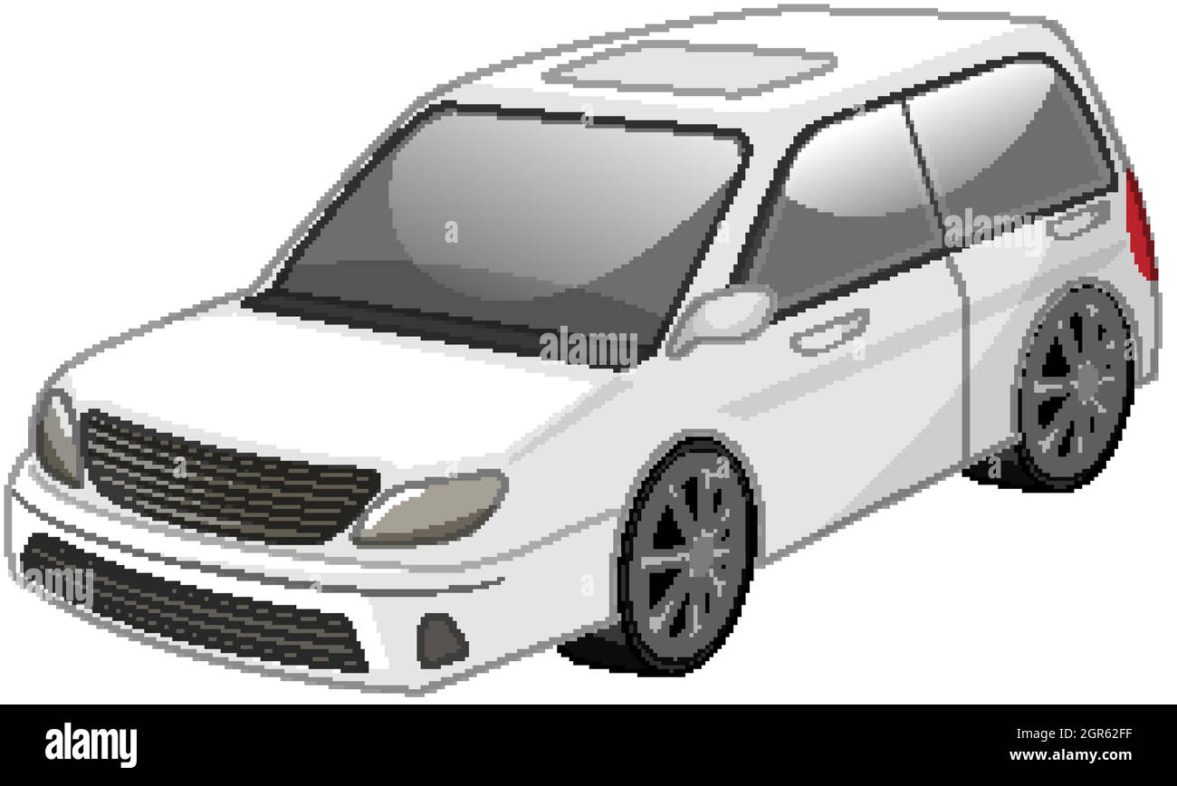 White car cartoon style isolated on white background Stock Vector Image ...