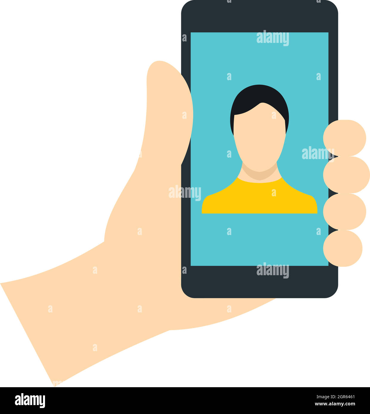 Hand smartphone selfie flat Cut Out Stock Images & Pictures - Alamy