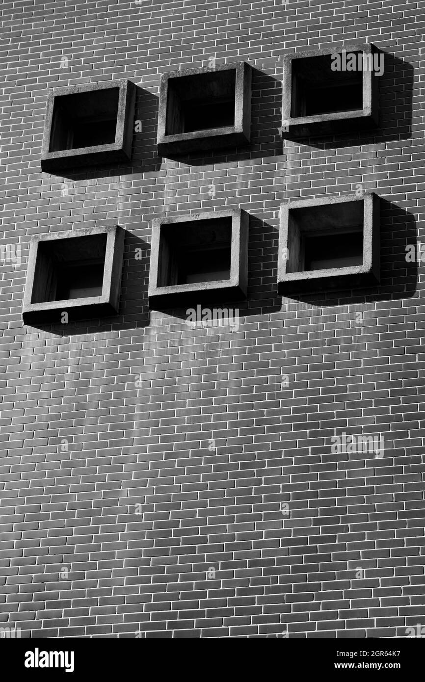 Close up shot of a building showing the six windows and its exterior ...