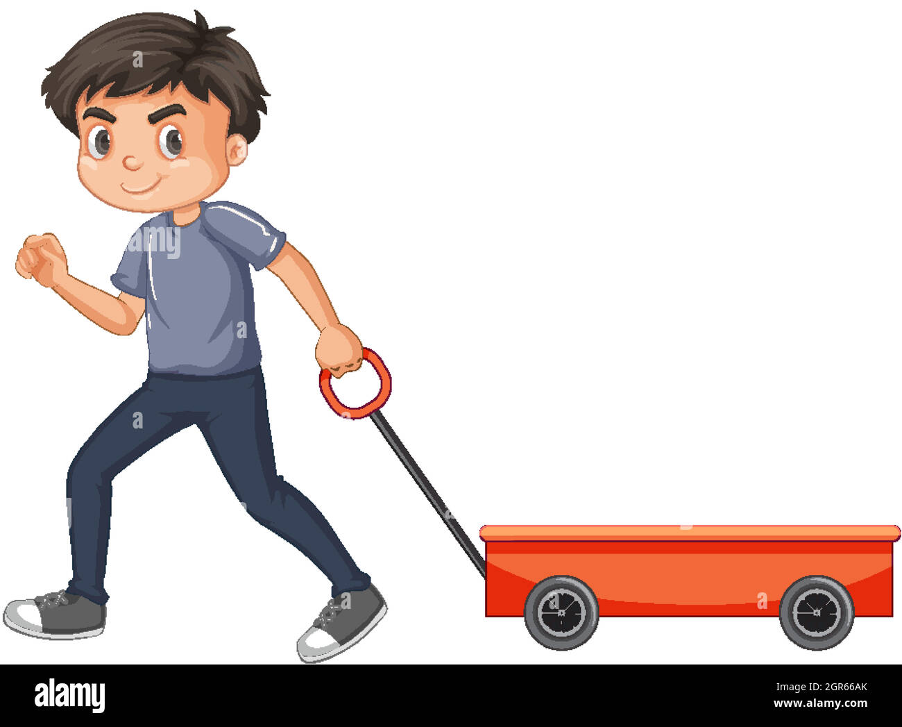 Boy pulling red wagon on white background Stock Vector Image & Art - Alamy