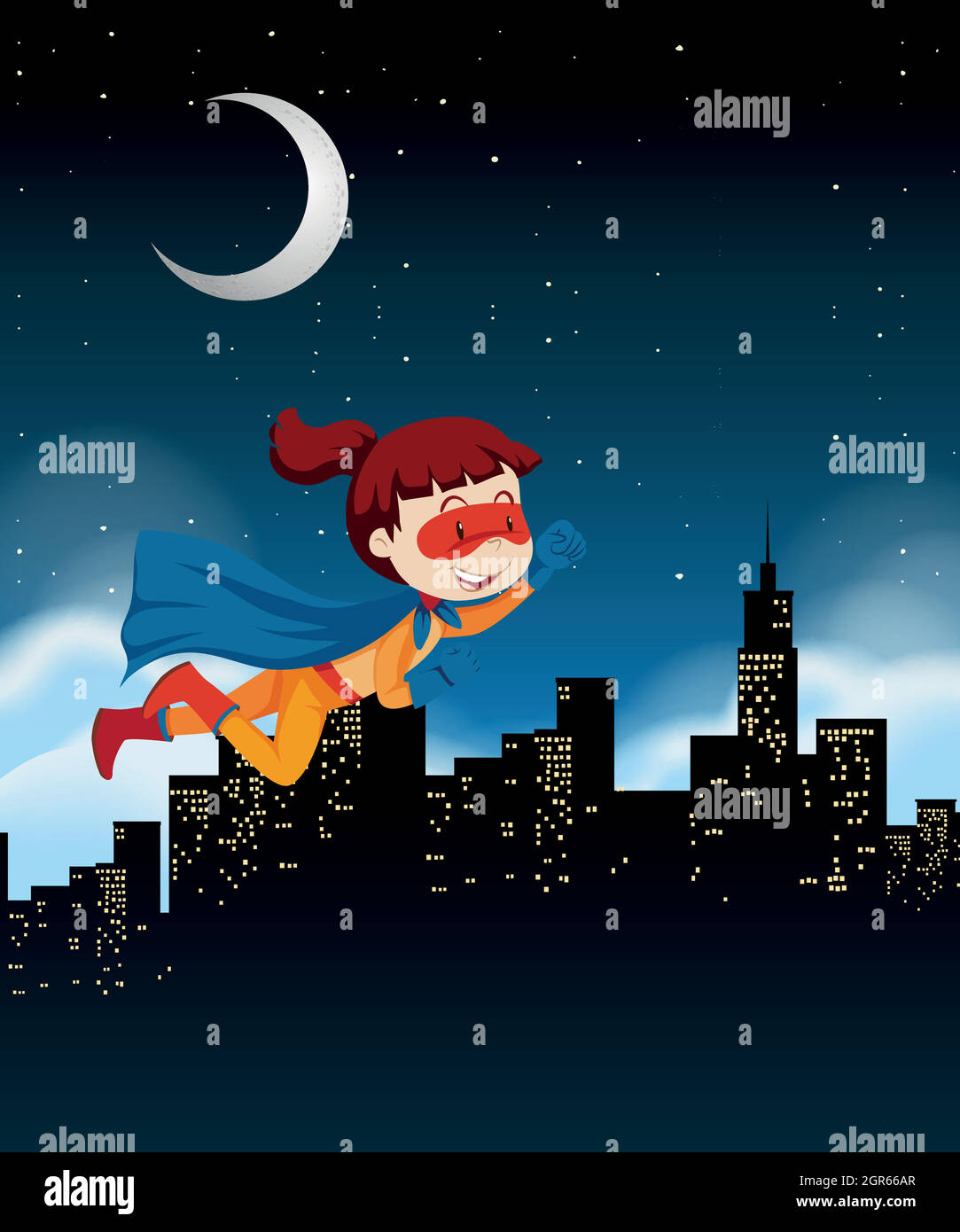 A girl super hero flying on sky Stock Vector Image & Art - Alamy