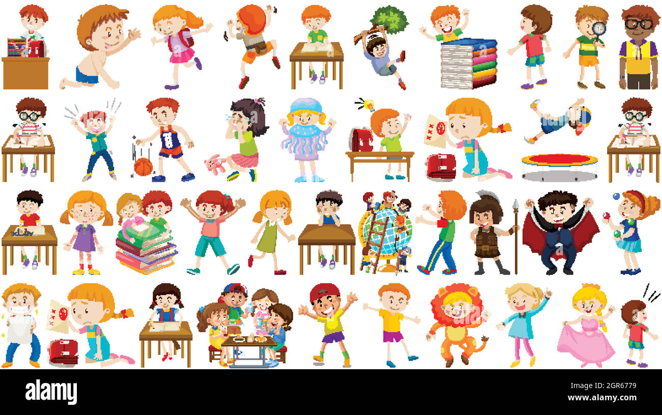 Set of cute kids cartoon character Stock Vector Image & Art - Alamy