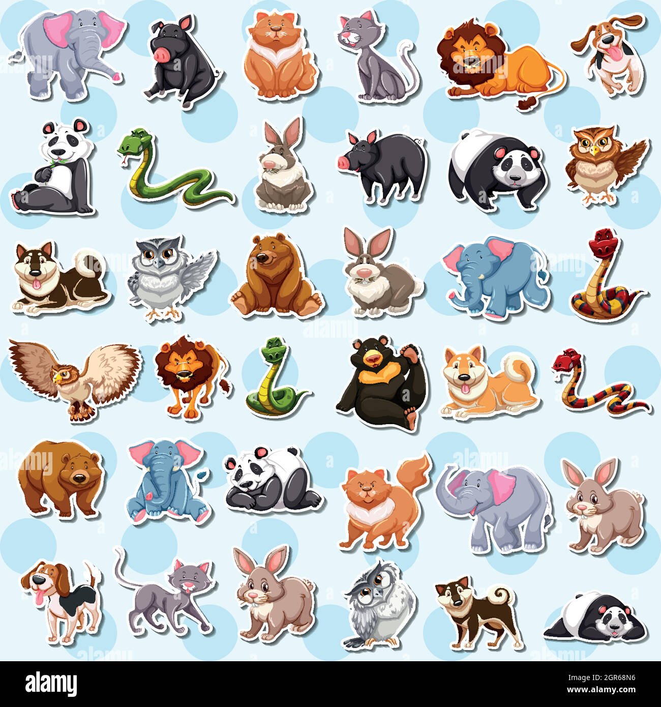 Set of cute animal sticker Stock Vector Image & Art - Alamy