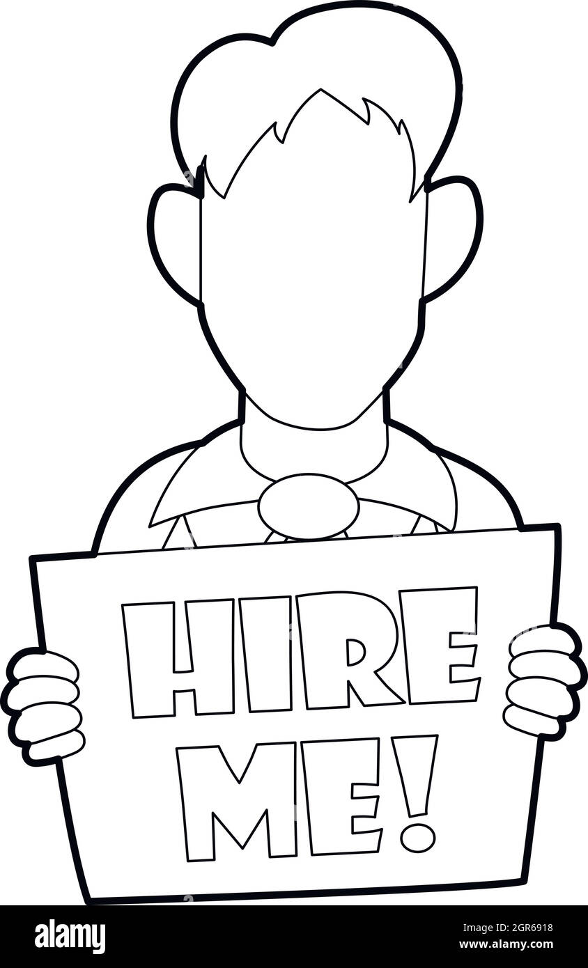 Businessman holding sign board with Hire me icon Stock Vector Image ...
