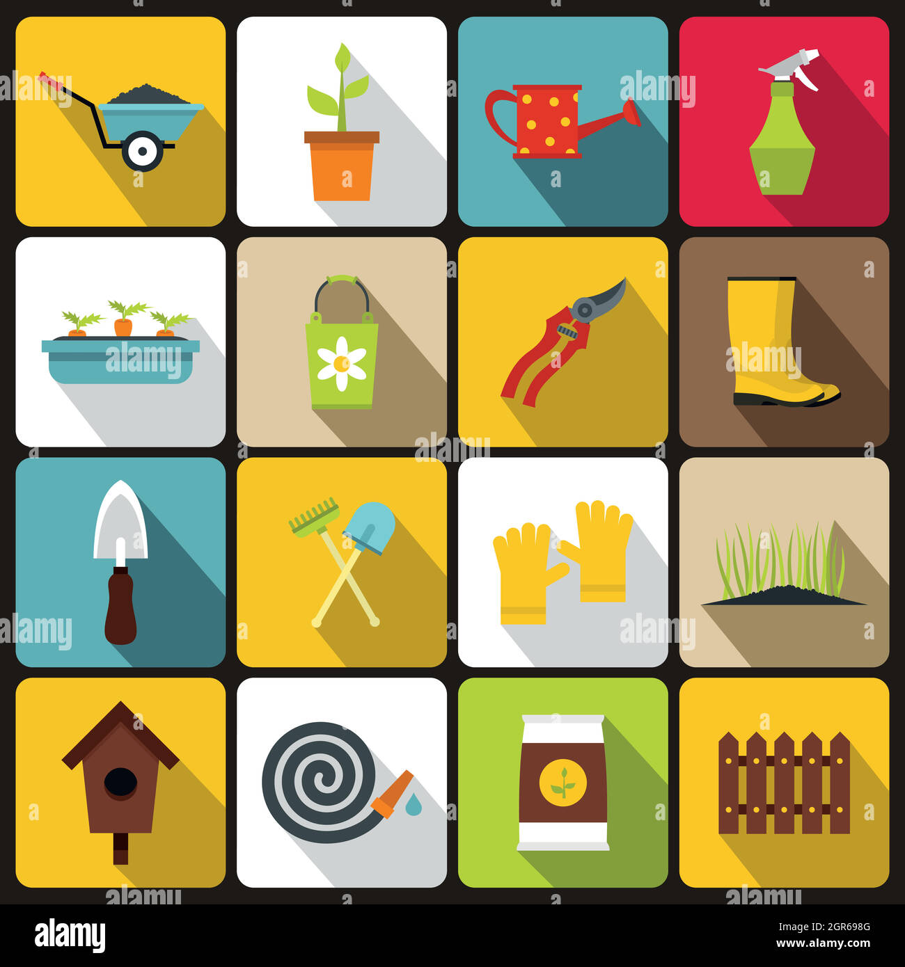 Gardening icons set in flat style Stock Vector Image & Art - Alamy