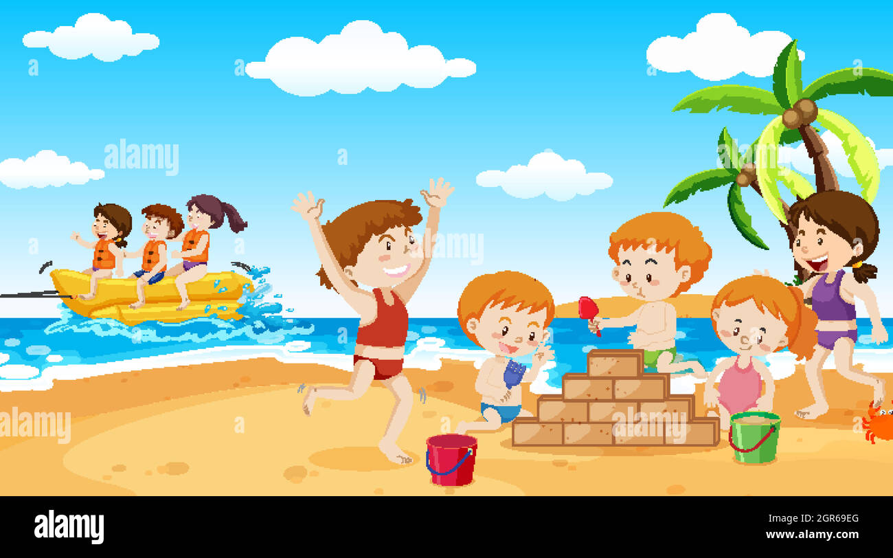 Active kids playing in outdoor scene Stock Vector Image & Art - Alamy