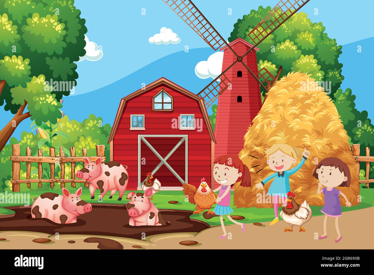 Children farming Stock Vector Images - Alamy